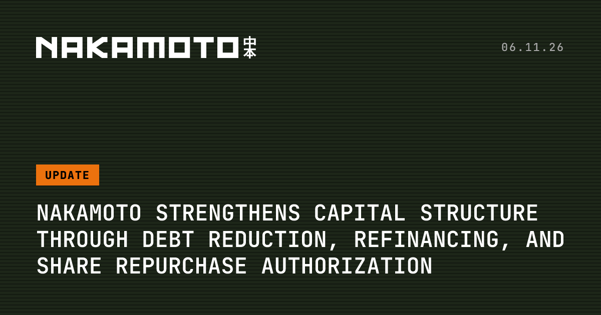 Nakamoto | Nakamoto Strengthens Capital Structure Through Debt ...